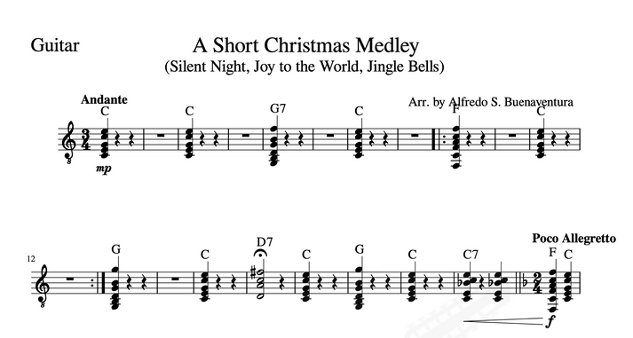 A Short Christmas Medley for Rondalla – Rondalla Sheet Music by ...