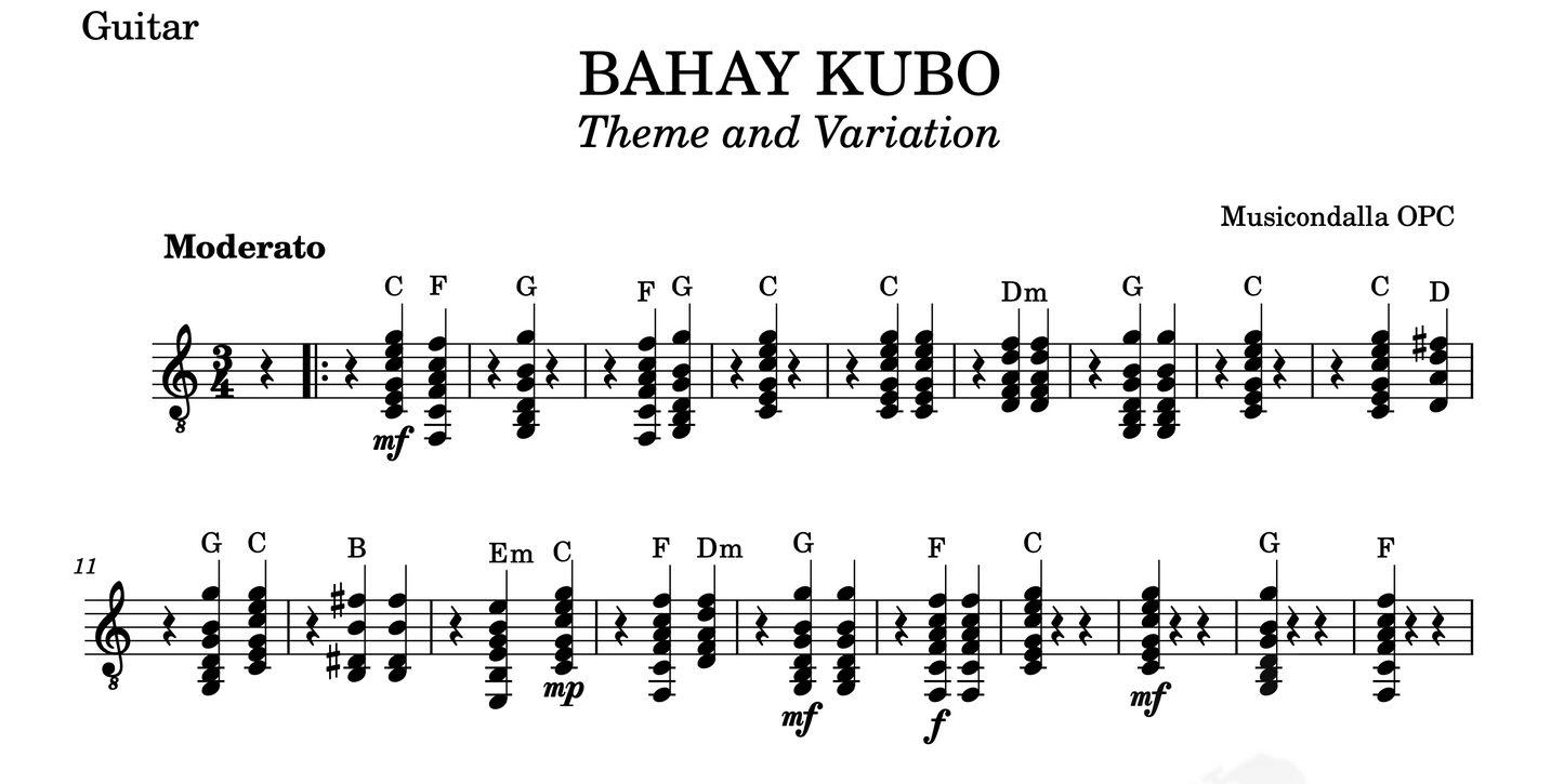 Bahay Kubo (Full Score and Parts) – Rondalla Sheet Music by Musicondalla